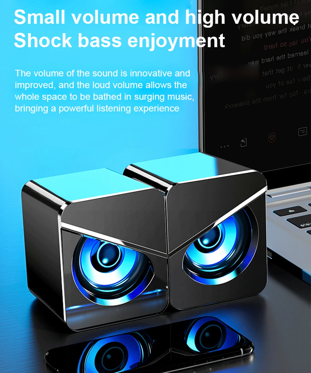 USB Wired Speakers Mini Computer Speaker 4D Stereo Sound Surround ...
