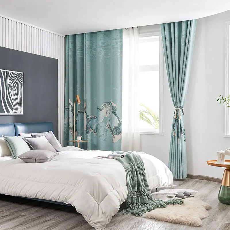 Modern High End Cotton linen jacquard Thick Curtains for Bedroom Living ...