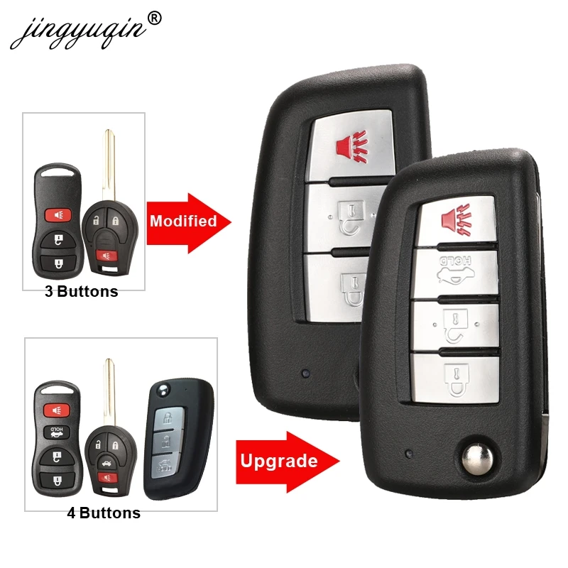 Jingyuqin Modified Flip Remote Car Key New Style 433/315mhz For Nissan ...