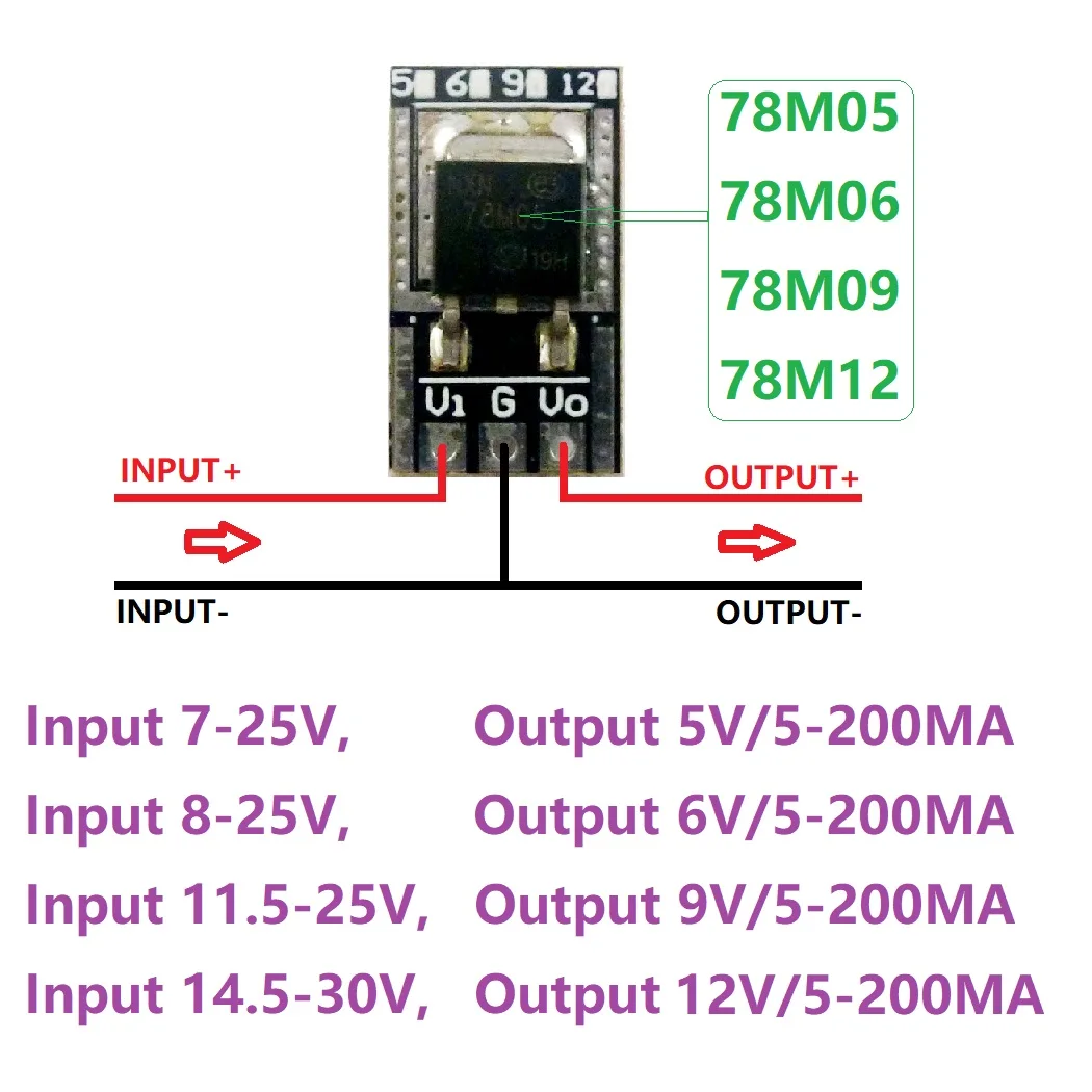 5 Pces Dc 7-25v A 5v 6v 9v 12v 78mxx Ldo Regulador De Tensão Step-down ...