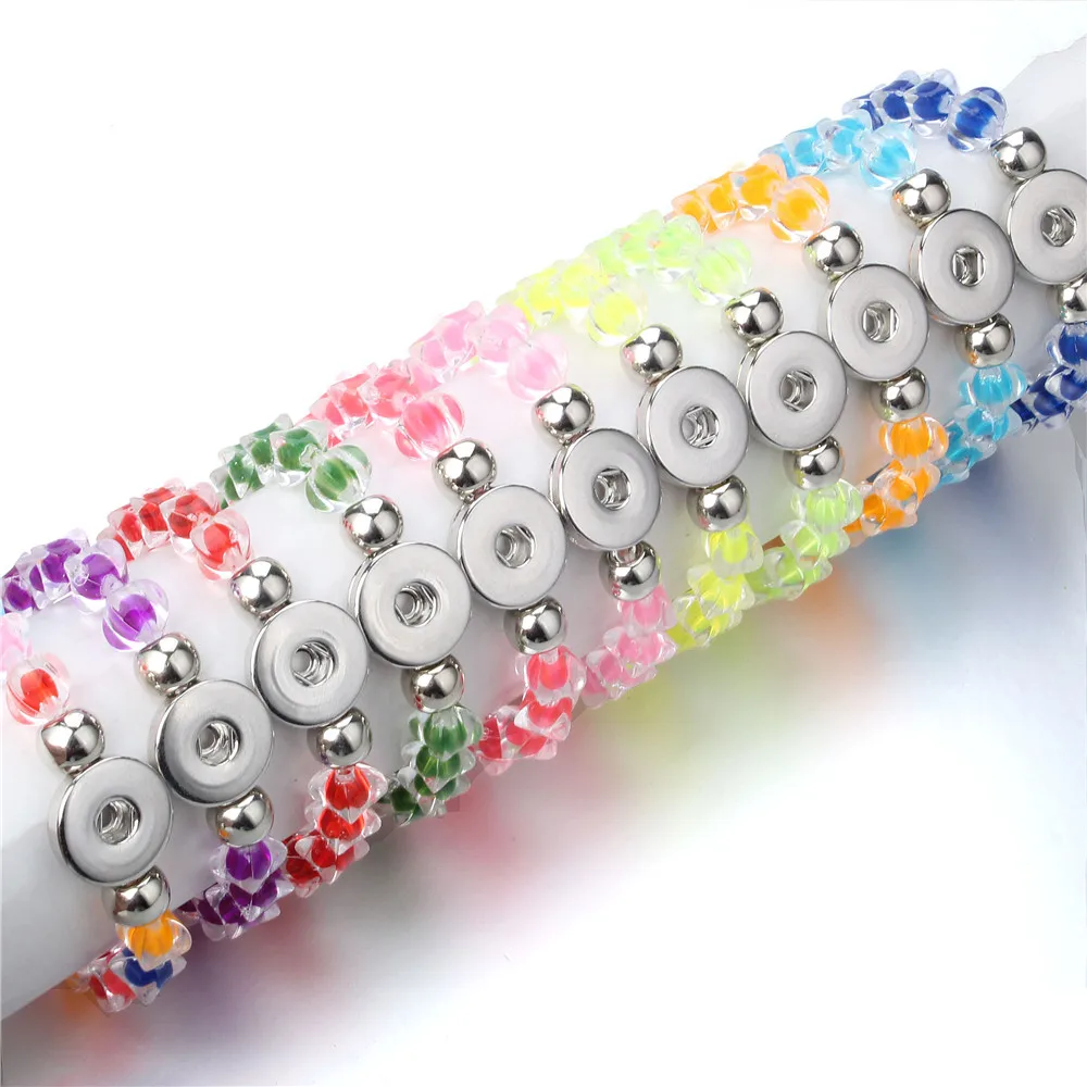 New-Snap-Jewelry-Snap-Button-Bracelet-Handmade-10mm-Beads-Fit-18mm-20mm ...