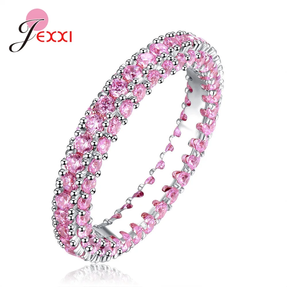 New Statement Geometric 925 Sterling Silver Rings Girls Inlaid Cubic ...