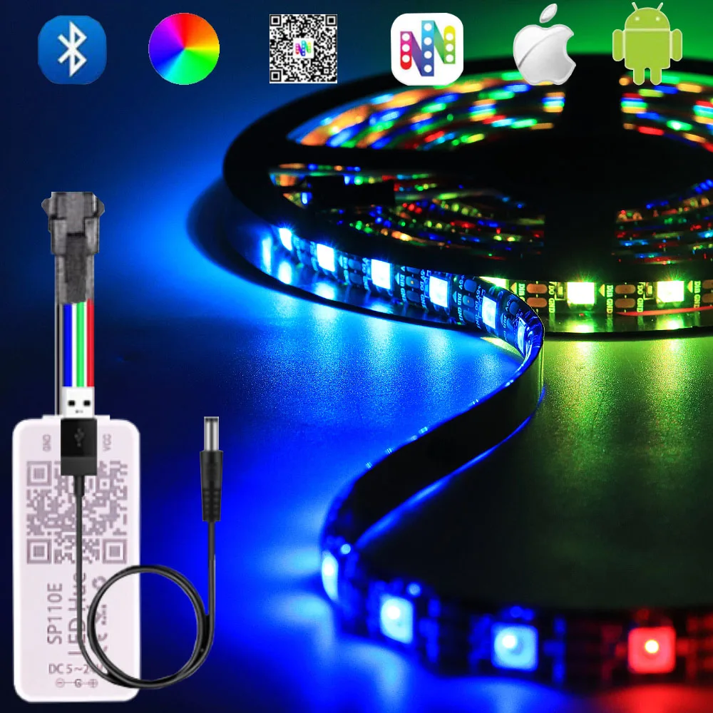 WS2812B-LED-Strip-Bluetooth-Controller-SP110E-Individually-Addressable ...
