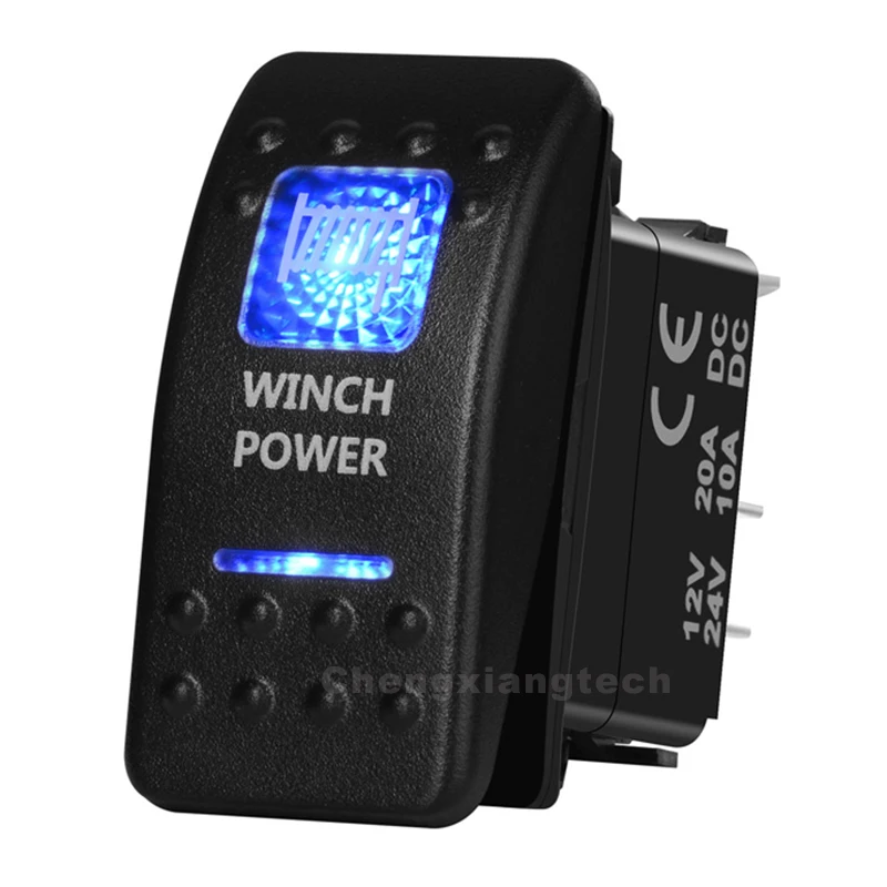 12V 24V Blue Led WINCH POWER 5 pin ON/OFF SPST Rocker Switch for ARB ...