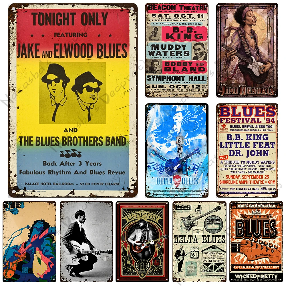 Classic Blues Metal Tin Sign Home Bar Wall Decor Signs Rusty Metal ...