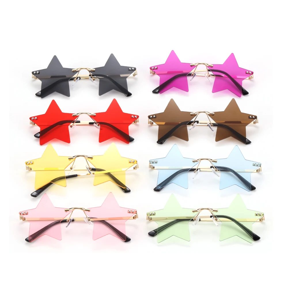 Rimless Star Shape Sunglasses Trendy Travel Sun Glasses Party Glasses ...