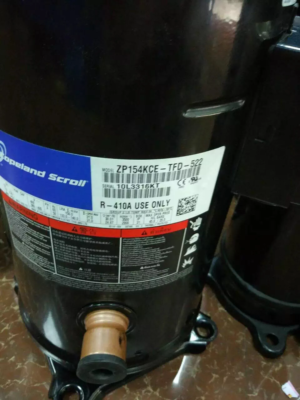 Scroll compressors Model ZP154KCE-TFD-522 for air conditioning with R410A refrigerant