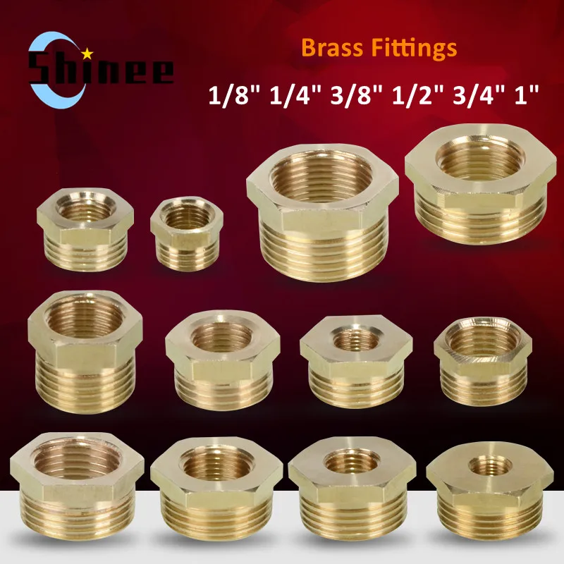 Brass Adapter Fitting BSP Reducing Hexagon Bush Bushing Male to Female ...
