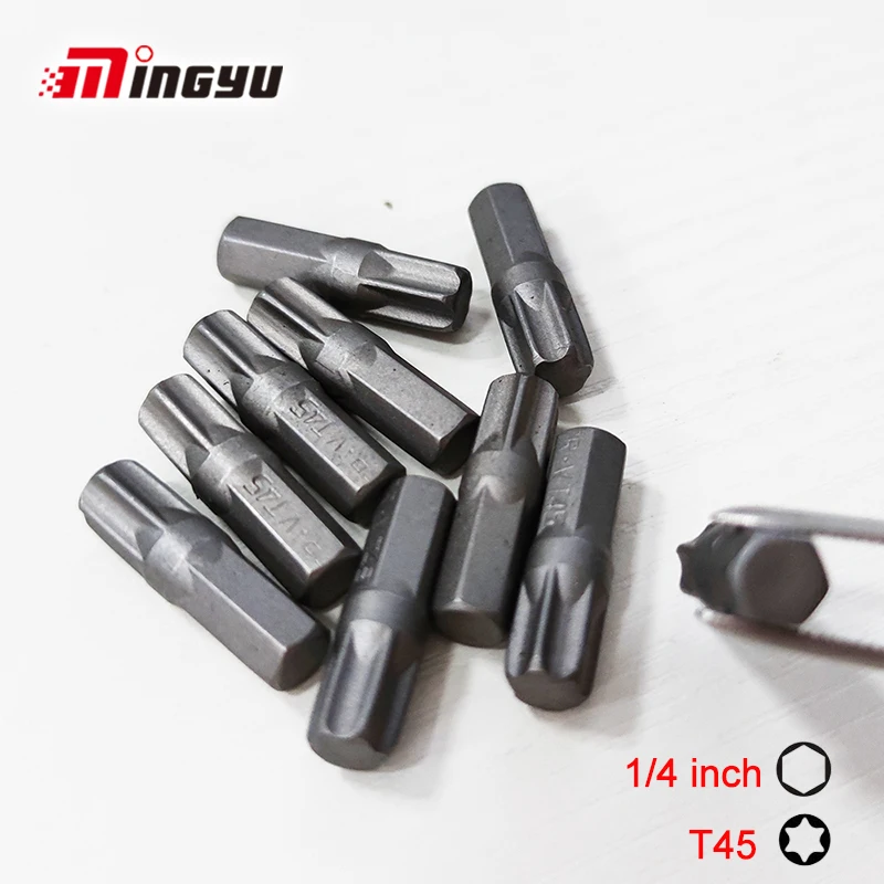 10pcs-1-4-inch-Shank-Torx-T45-Bit-Set-25MM-Long-Torx-Screwdriver-Bits ...
