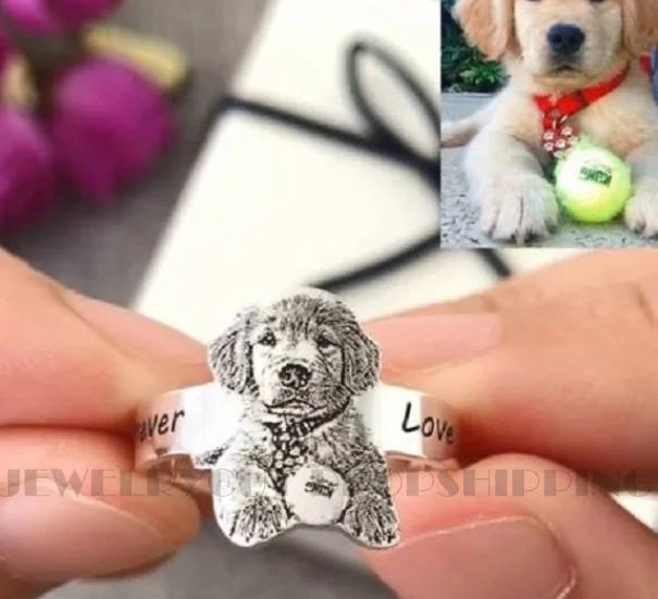 Adjustable Custom Pet Ring ,Personalized Pet Ring , Photo custom Ring ...