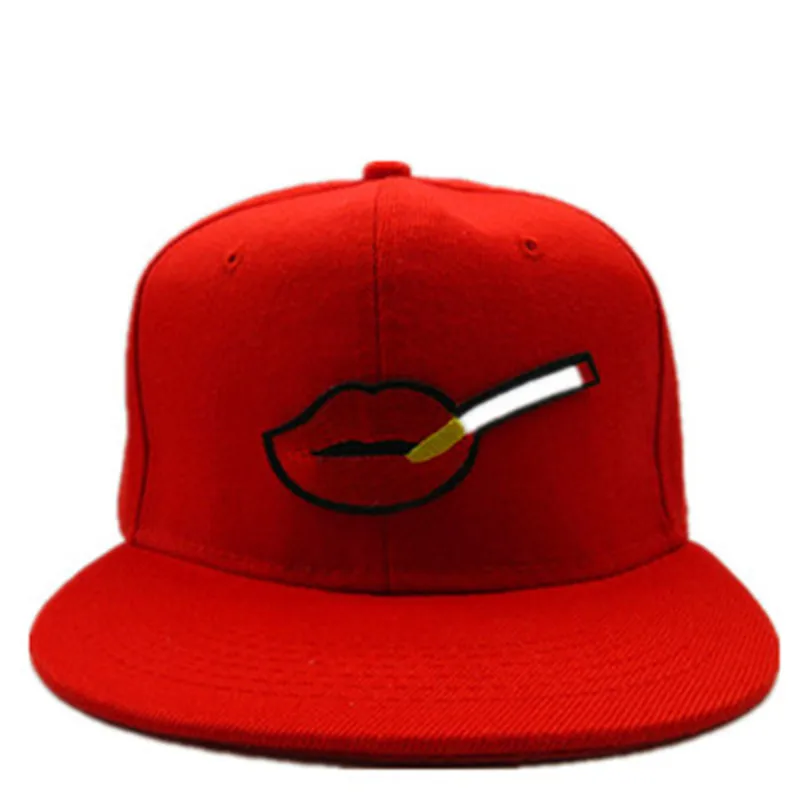 Lip-embroidery-Baseball-Cap-hip-hop-cap-Adjustable-Snapback-Hats-for ...