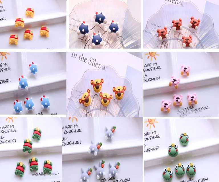 20pcs/lot Cartoon Animals Flat back Resin Cabochon Bear Flatback ...