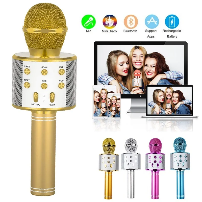 Professional-Karaoke-Microphone-Portable-Bluetooth-compatible-Wireless ...