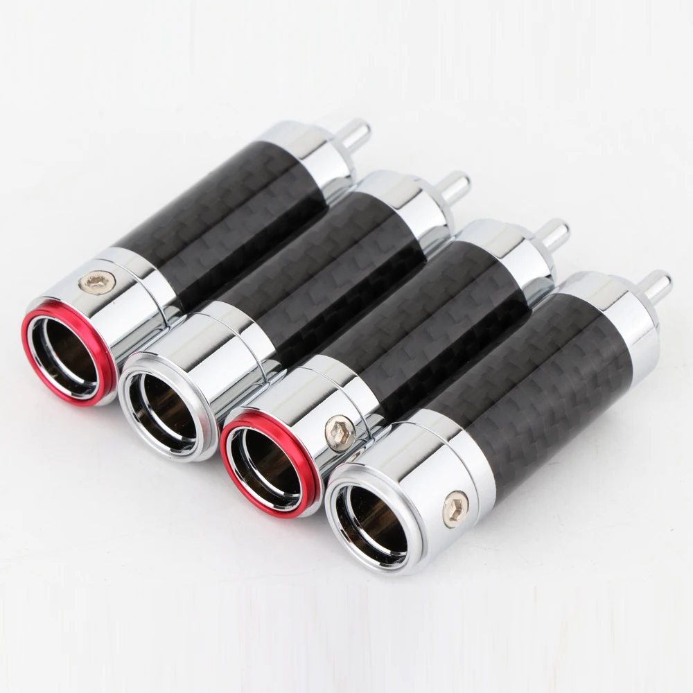 4pcs-R1725-Audio-RCA-Connector-with-Carbon-Fibre-Rhodium-Plated-RCA ...