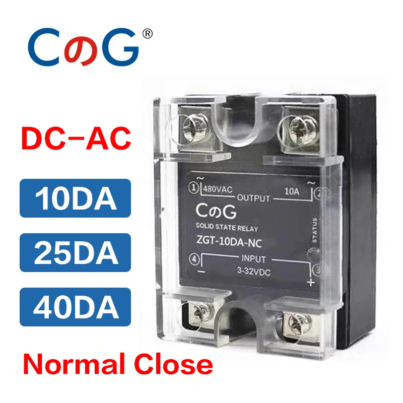 Cg 10a 25a 40a Da Nc Normally Closed Ssr Single Phase Dc Control Ac Heat Sink Ssr-10da 25da 40da ...