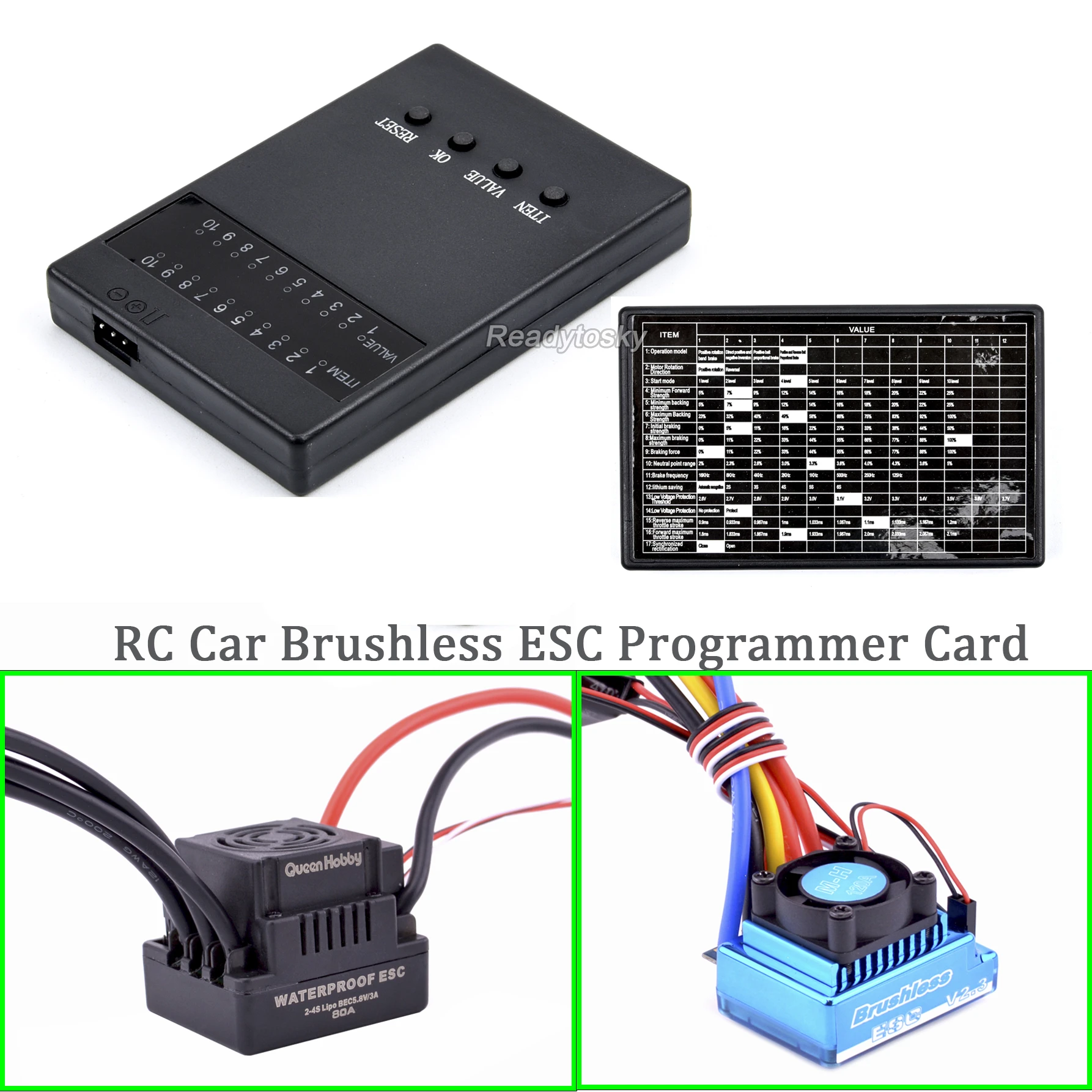 Rc Car Brushless Esc Programmer Card Programming Board For 60a 80a 120a ...