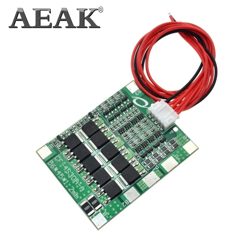 AEAK 4S 30A 14.8V Li ion Lithium 18650 Battery BMS Packs PCB Protection Board Balance Integrated ...