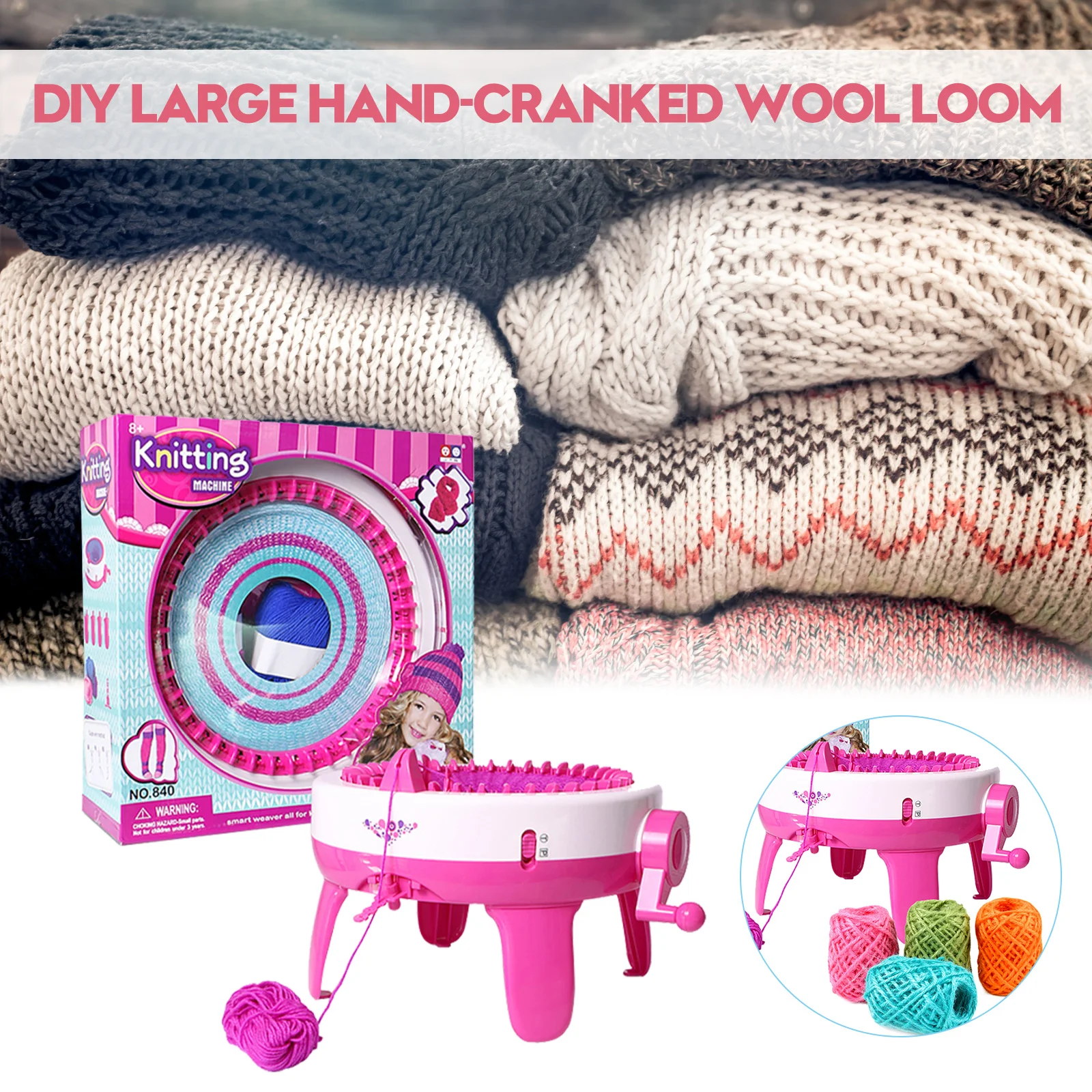 40 Needles Kids Plastic Knitting Machine Diy Toy Set Round Loom Machine ...