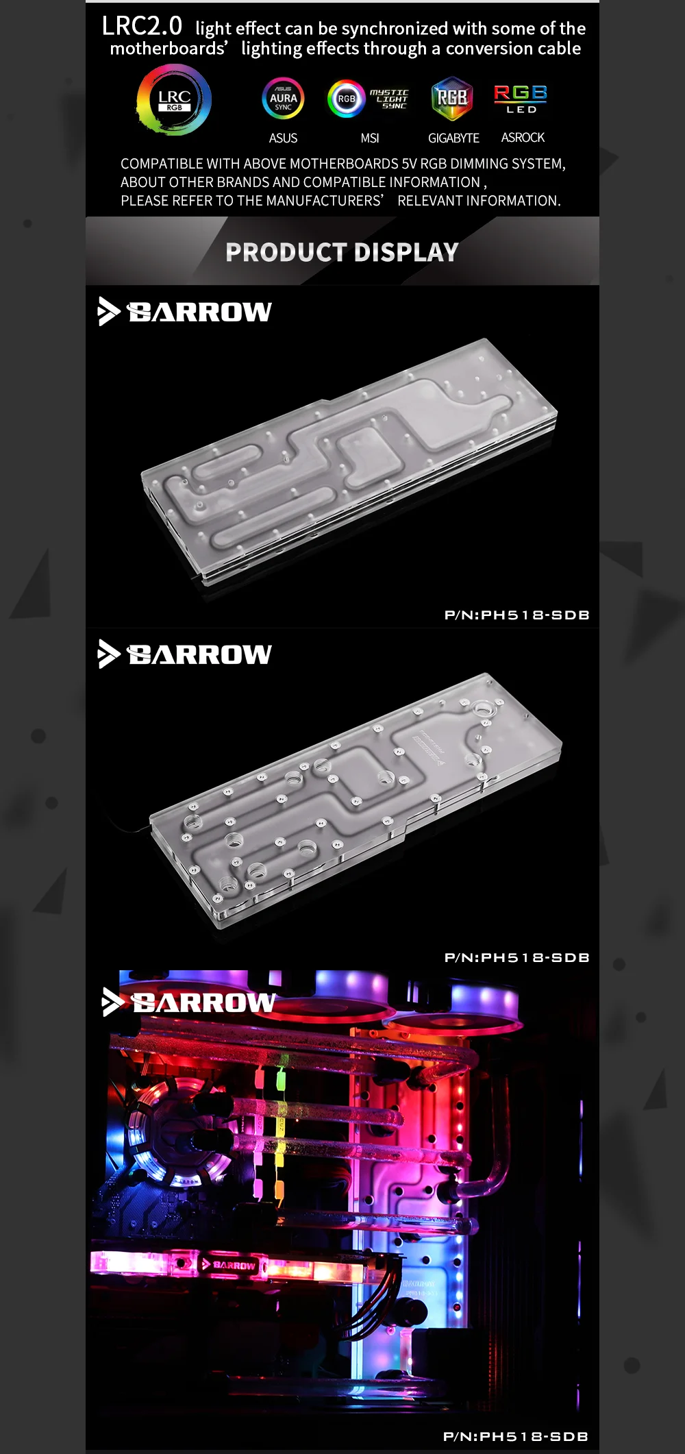 Barrow PH518-SDB, Waterway Boards For Phanteks 518 Case, For Intel CPU ...