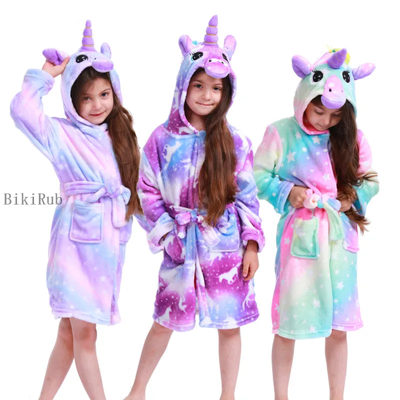 2020 Long Sleeve Hooded Kids Boys Girls Robe Soft Flannel Children's ...