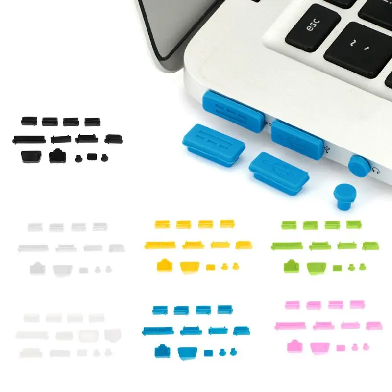 13PCS-Anti-Dust-Plugs-Soft-Silicone-Data-Port-USB-Protector-Set-Laptop ...