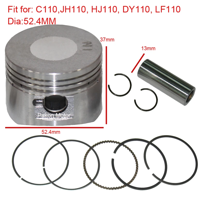 Motorcycle Engine Piston Kit Ring Set For Lifan110 C110 Dayun110 ...