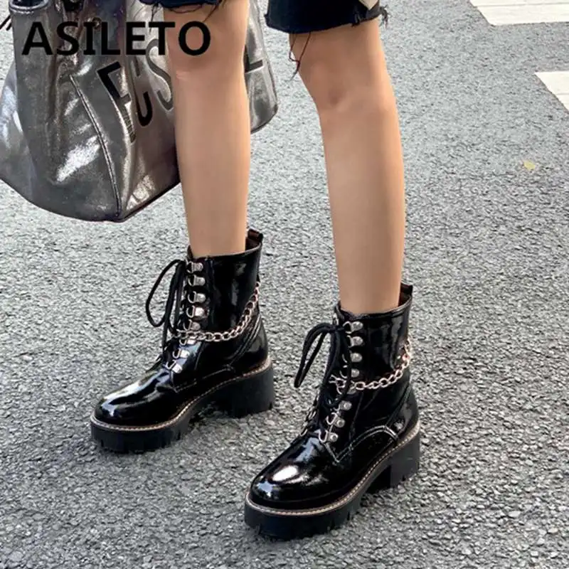 ASILETO botas estilo Rock punk para mujer, zapatos de tacón alto de ...