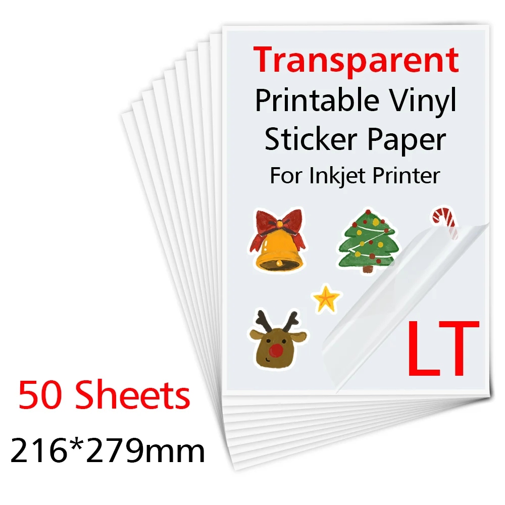 A-ABColor-50-Sheets-Transparent-Printable-Vinyl-Sticker-Paper-216-279mm ...