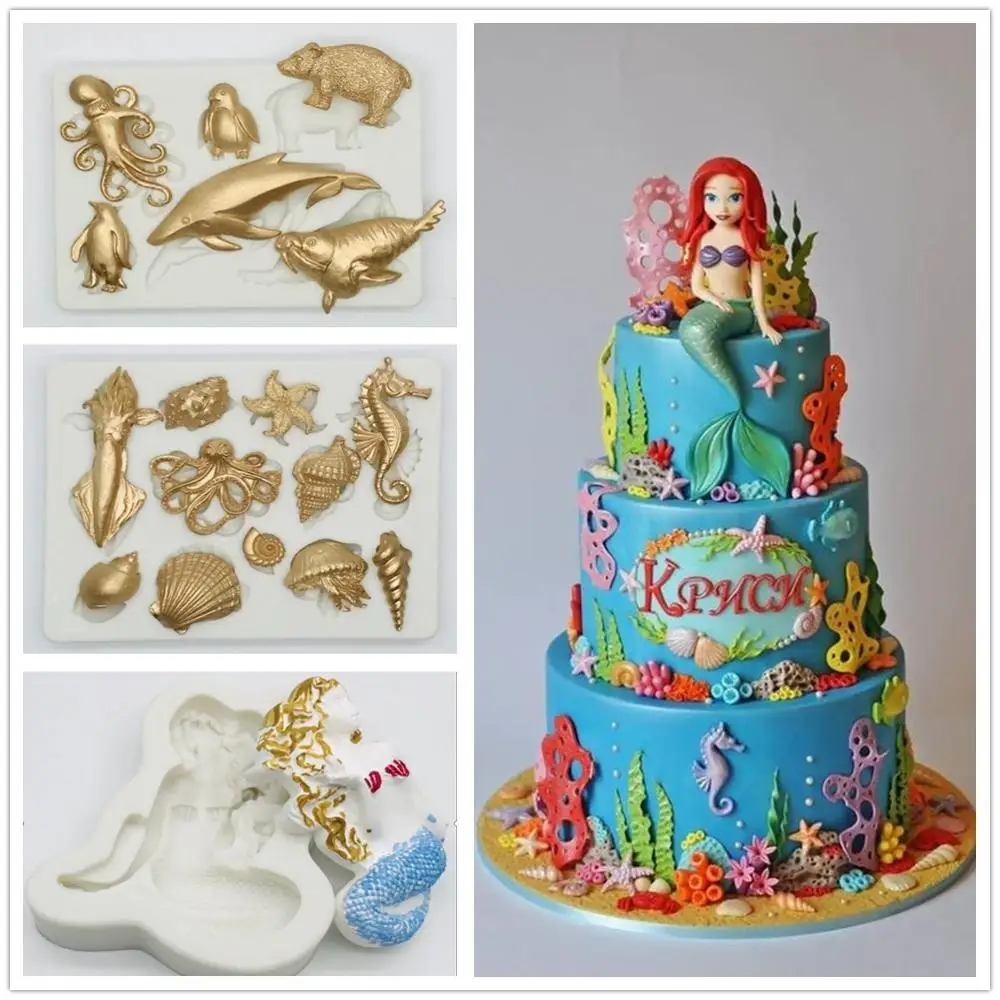 Mermaid Silicone Cake Mold | Mermaid Sea Silicone Mold | Chocolate ...