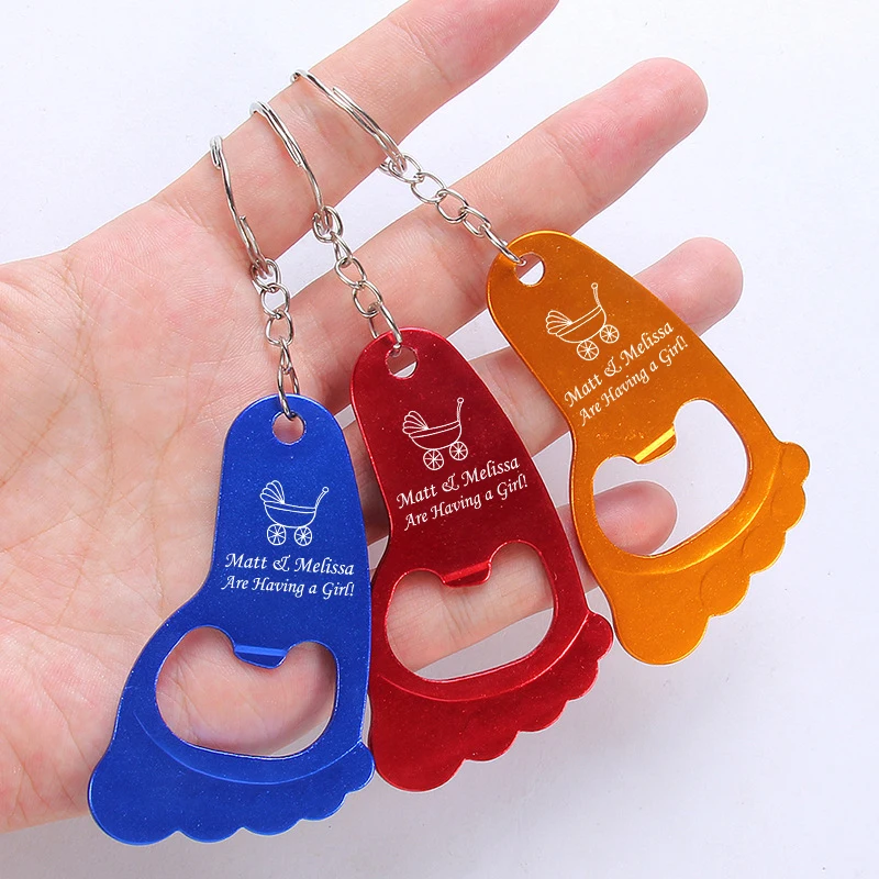 25pcs Personalized Baby Foot Shaped Keychain Keyring Bottle Opener ...