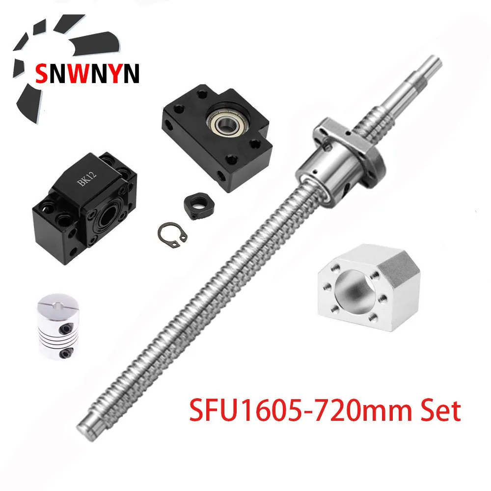 Sfu1605-720mm Ball Screw Set C7 Roller Screw With Single Ball Nut ...