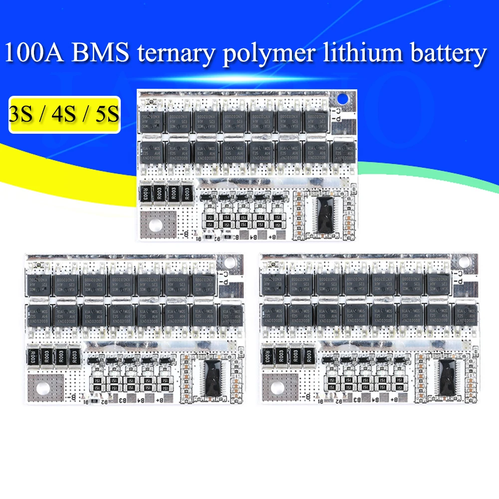 3S/4S/5S BMS 12v 16.8v 21v 3.7v 100A Li-ion Lmo Ternary Lithium Battery Protection Circuit Board ...