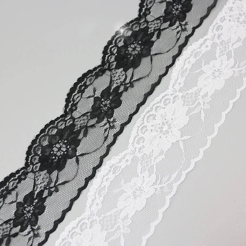 (10 yards/roll) 65mm white and black Lace fabric Webbing Decoration ...