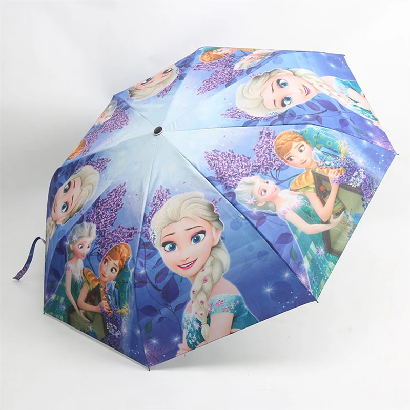 Disne Cartoon Frozen Elsa Ann Rain or Rain Dual use Three fold Umbrella ...