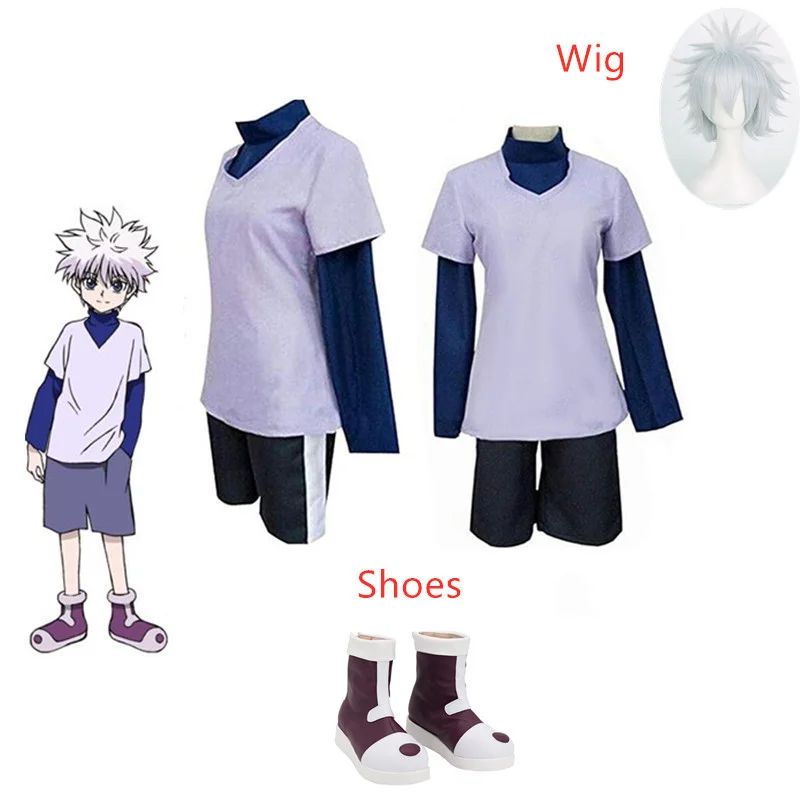 Anime Hunter X Hunter Cosplay Costume Killua Zoldyck Full Set Shorts ...