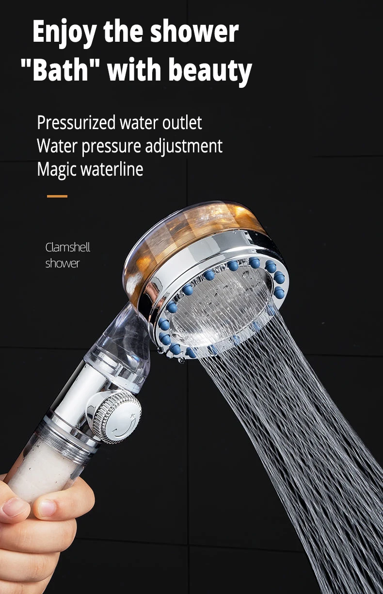 Pommeau de douche,Pomme de douche Turbo à Double filtre turbocompressé,buse de Massage pour SPA ...