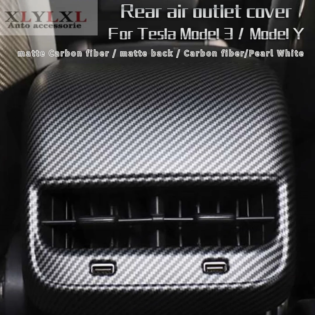 Matte Carbon Fiber For Tesla Model 3 Car Interior Rear Air Outlet Cover ...