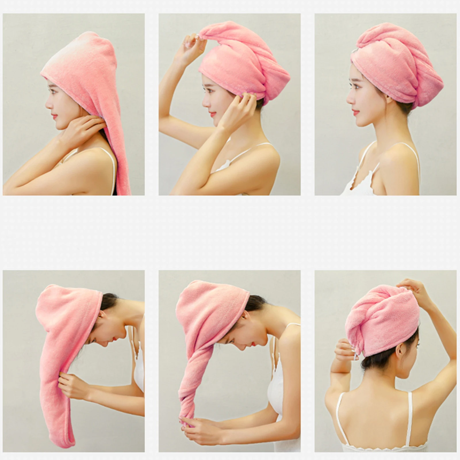 여자의 머리 건조 모자 레이디 가정용 빠른 건조 수건 모자 목욕 마이크로 화이버 고체 슈퍼 흡수 터번 드라이 빠른 건조기 랩