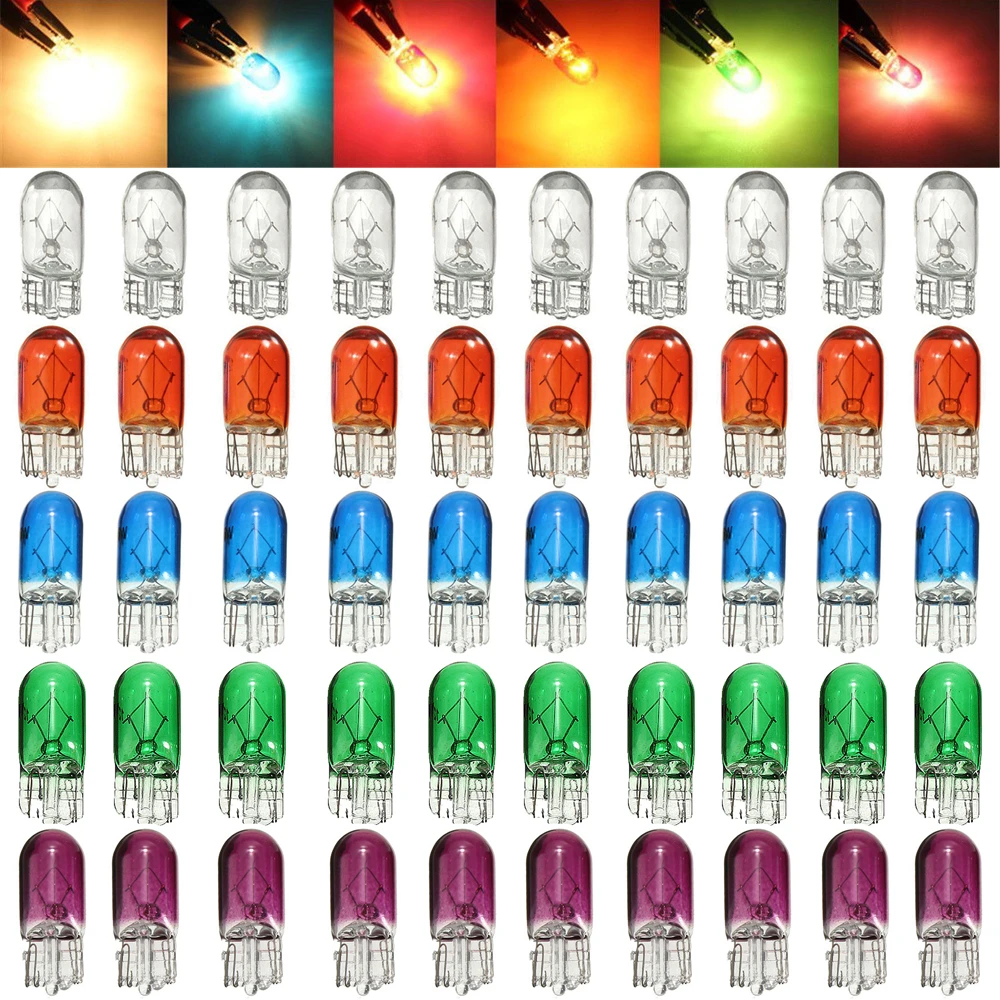 10pcs Car T10 Halogen W5w 194 158 Wedges 12v 5w Auto Lamp White Bulbs ...