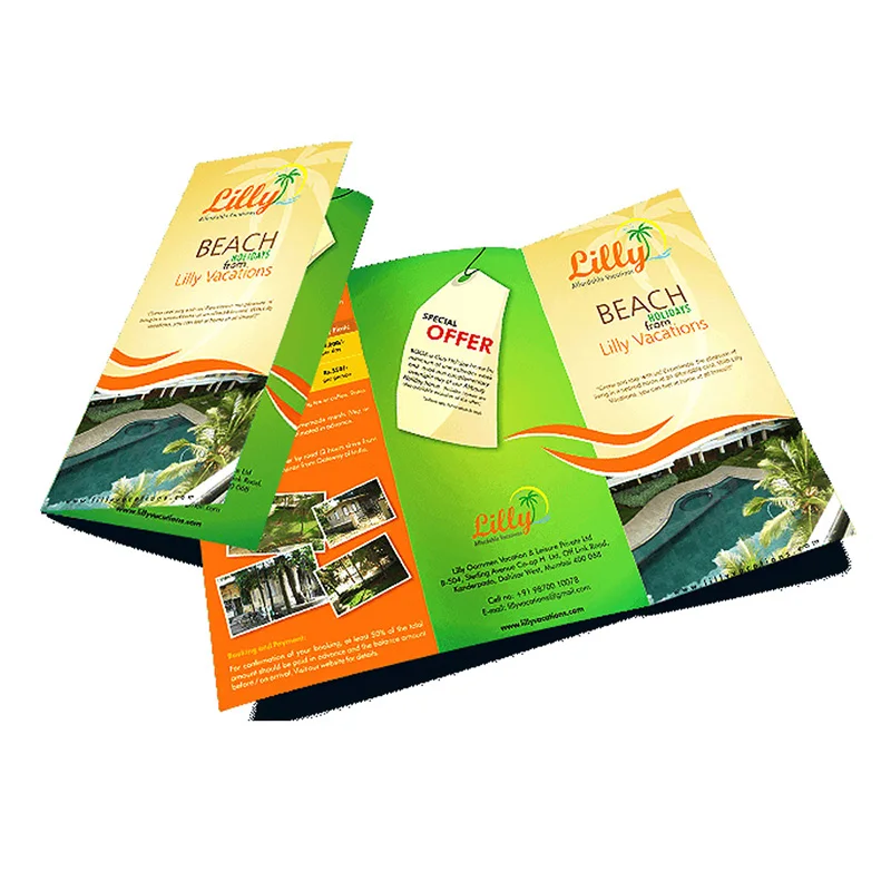 Custom printed paper folding brochure holder corporate leaflet booklet ...