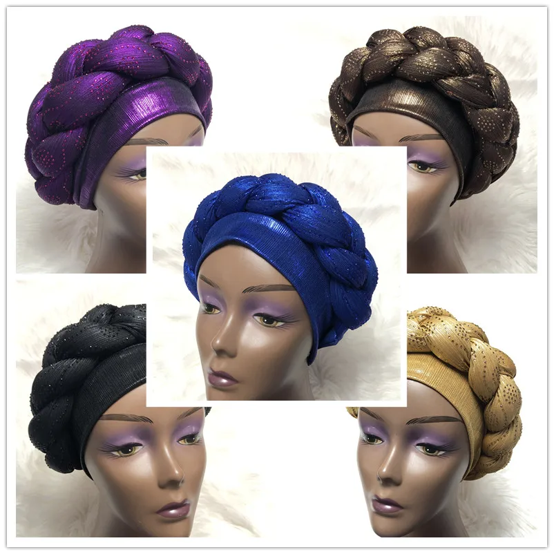 5pcs/lot African Gele Turban Cap Hijab Caps Aso Oke Headtie Already ...