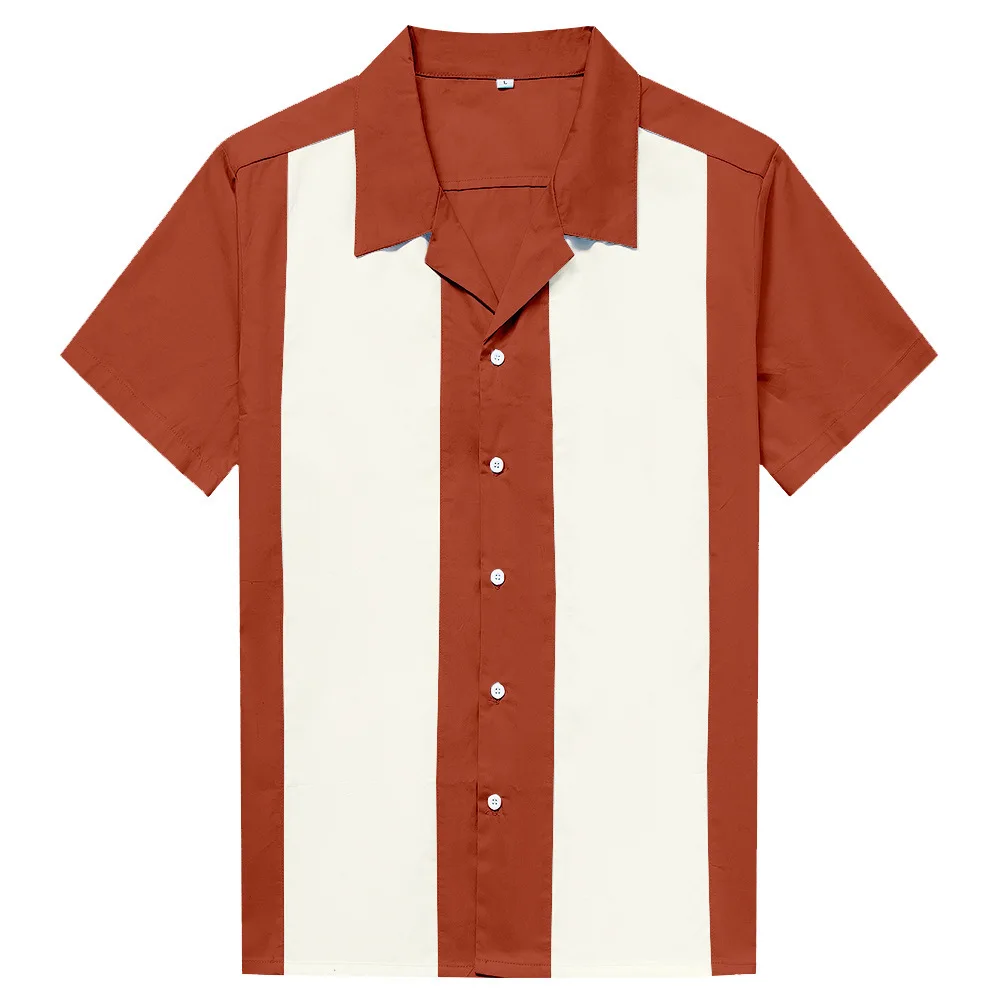 AliExpress Vertical Striped Shirt Men Short Sleeve Work Men s Bowling Shirts for Men Cotton Summer Blouse Men