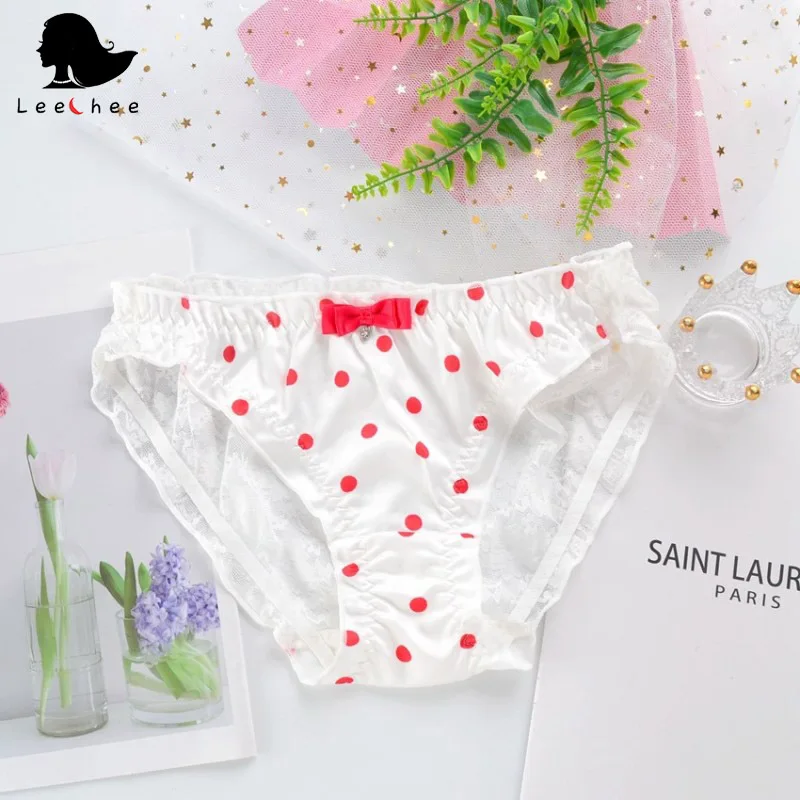 Leechee Japanese Girl Panties Sweet Polka Dot Printing Underwear For