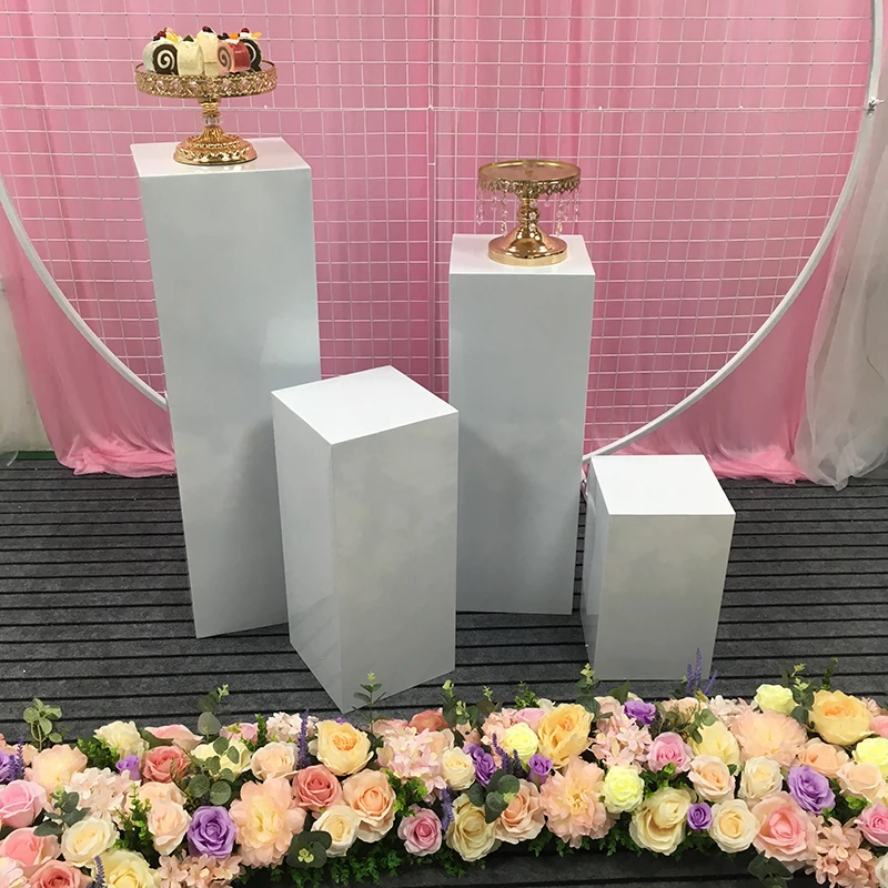 Wedding Backdrop White Iron Square Circle Pillars Dessert Table ...