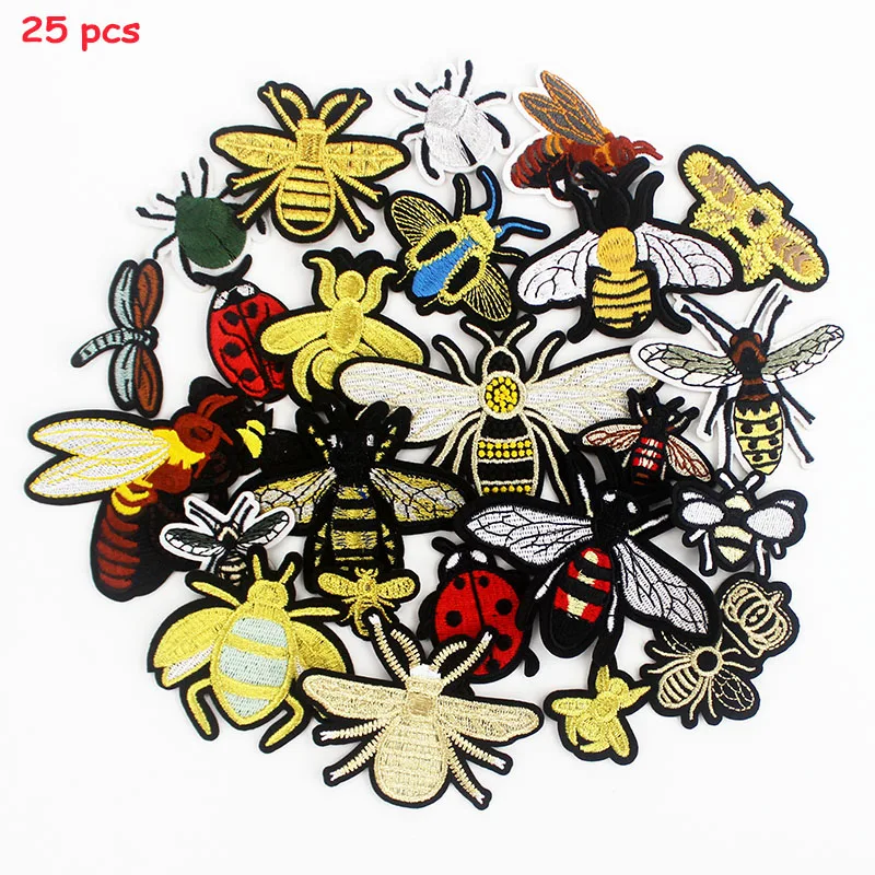 25 Pcs Cartoon Small Insects Patches Iron on Embroidered Beetle Ladybug ...
