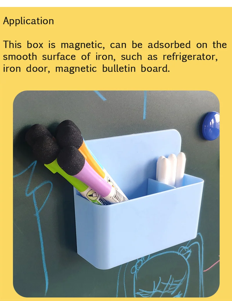 Magnetic Pen Duster Holder Storage Box Organizer Desk