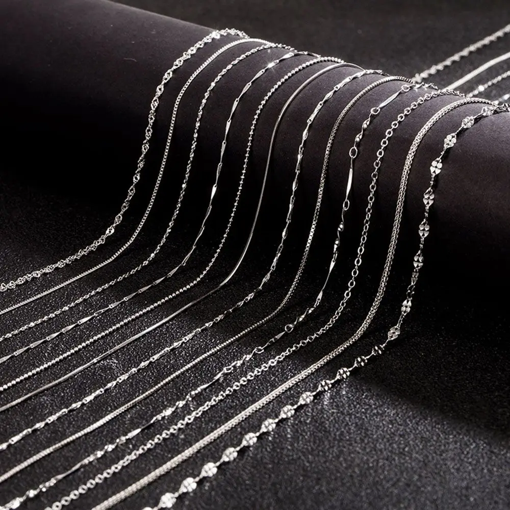 Multi-style-925-Sterling-Silver-Necklace-Chains-Water-Wave-Snake-Female ...