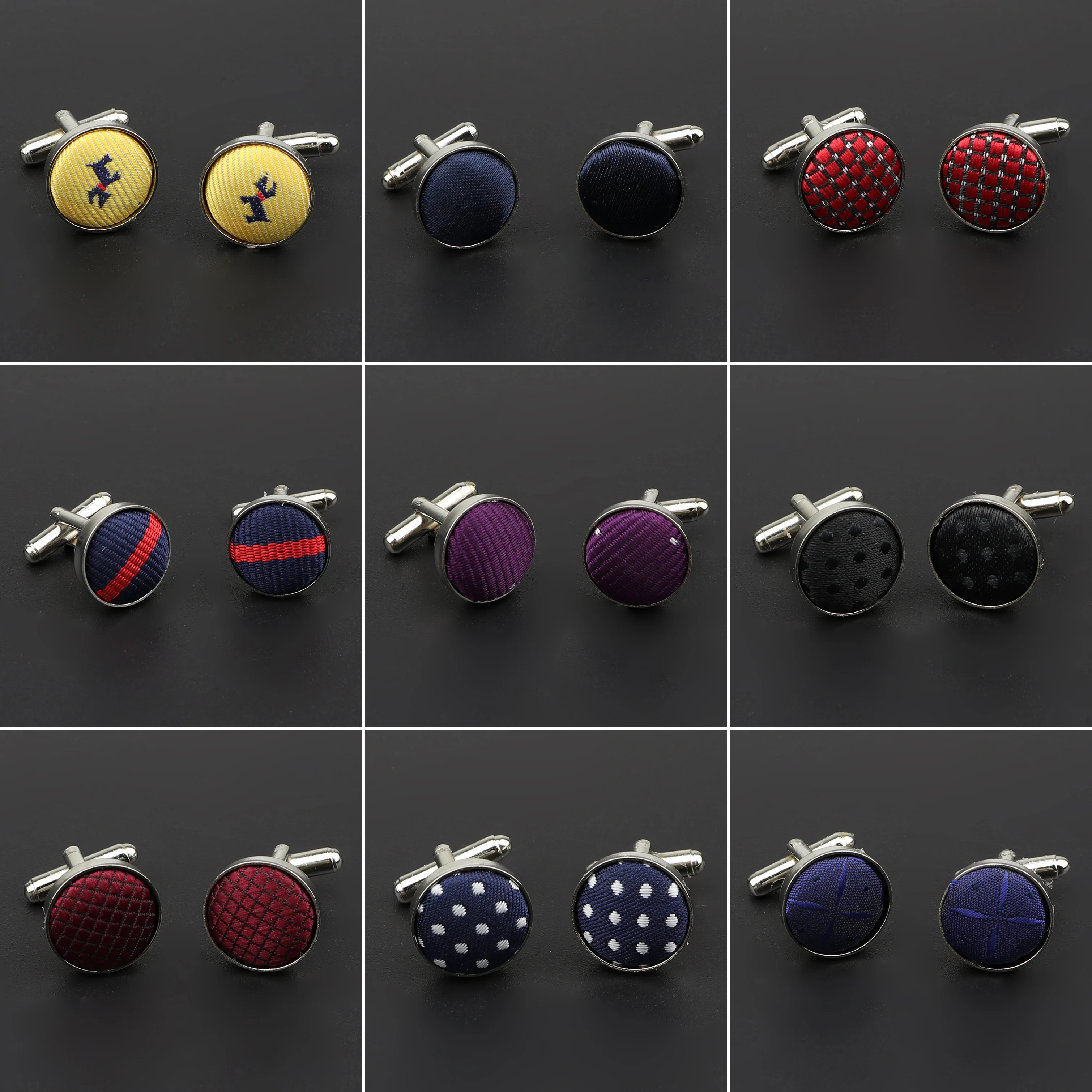 Classic-Fashion-Dots-Solid-Polyester-Check-Design-Cufflink-For-Mens ...
