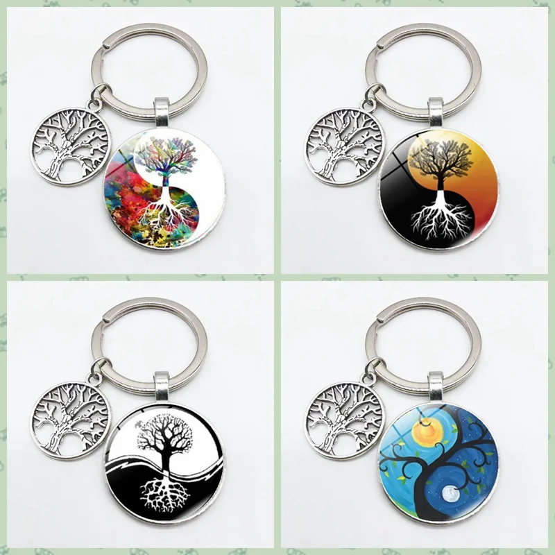 Retro-Personality-Yin-and-Yang-Taiji-Gossip-Tree-of-Life-Keychain-Alloy ...