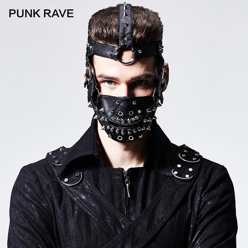 PUNK RAVE Punk Brand New Steampunk Black Rivet Mask Fashion Gothic ...